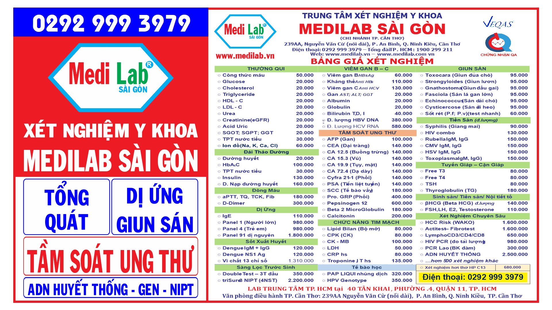TRUNG TÂM XÉT NGHIỆM Y KHOA MEDILAB CẦN THƠ